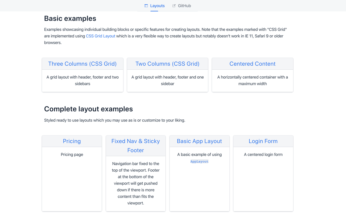 Layout examples for Vaadin